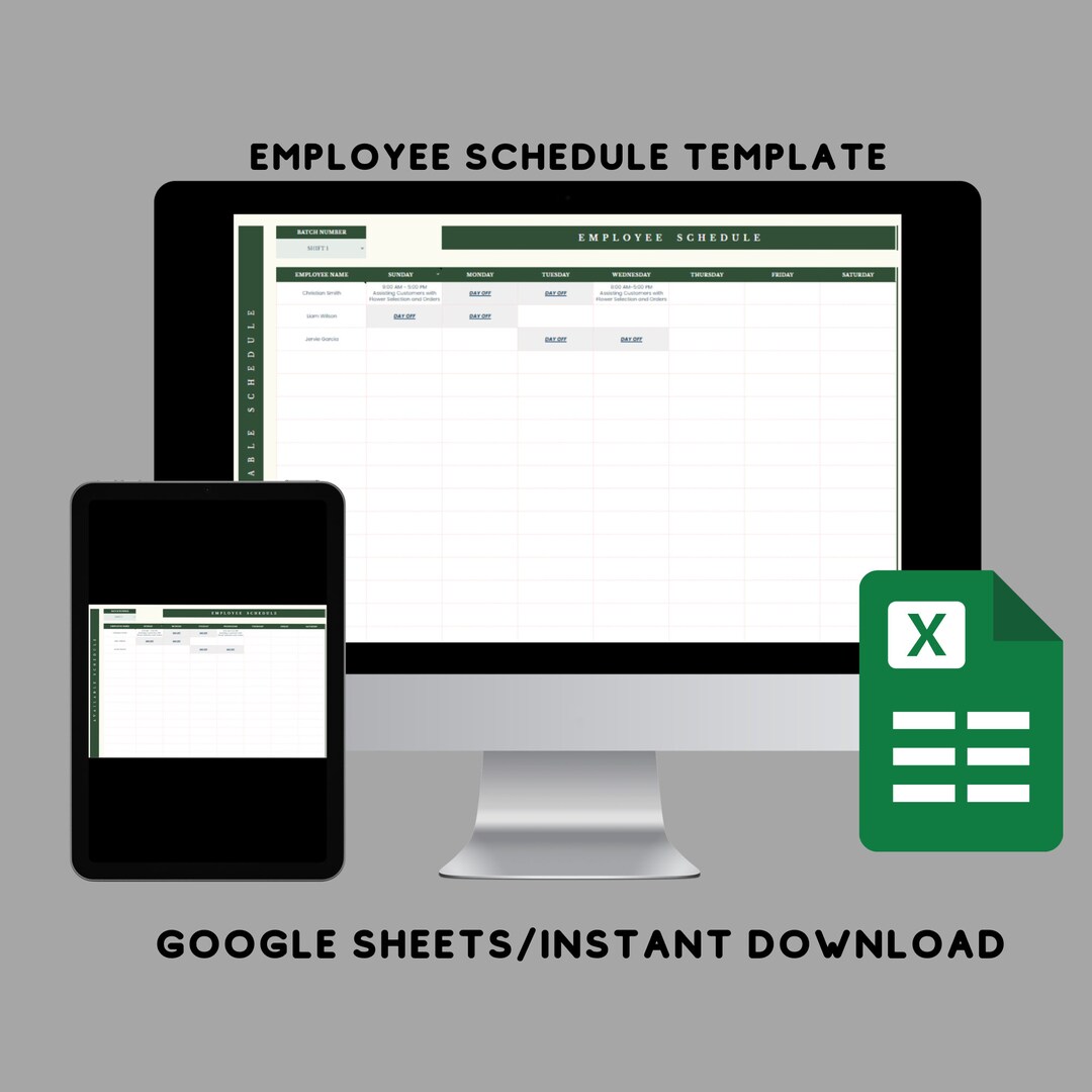 Employee Schedule Template, Google Sheets Shift Planner, Work Hours ...