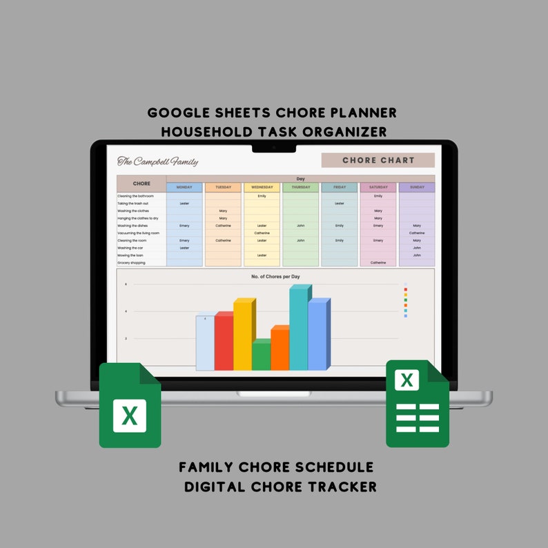 Chore Chart Template Google Sheets Small Business Chore Planner ...