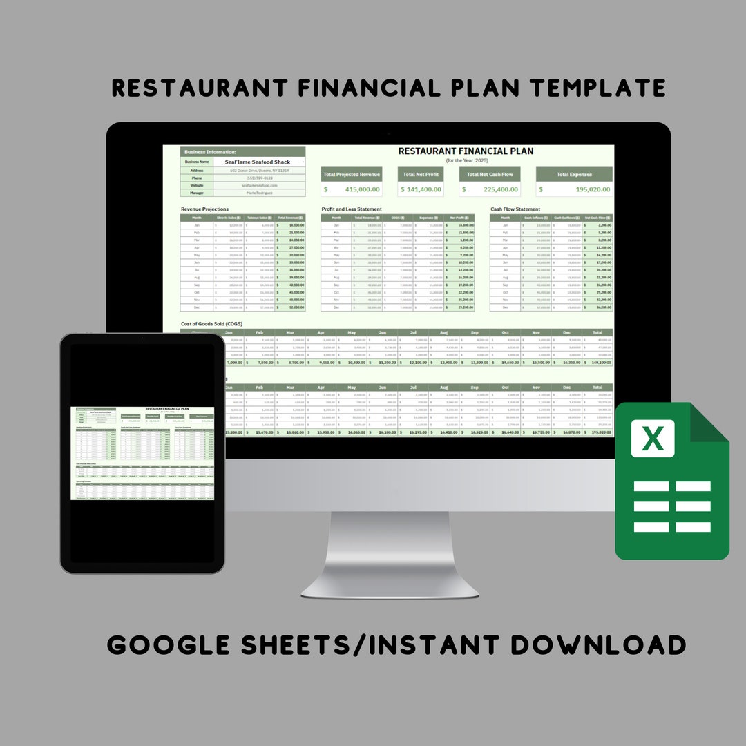 Comprehensive Restaurant Financial Plan Template Google Sheets Small ...