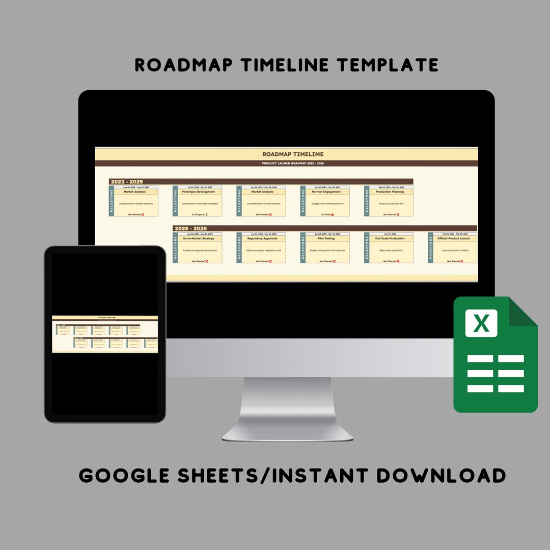 Roadmap Timeline Template, Google Sheets Project Planner, Strategic ...