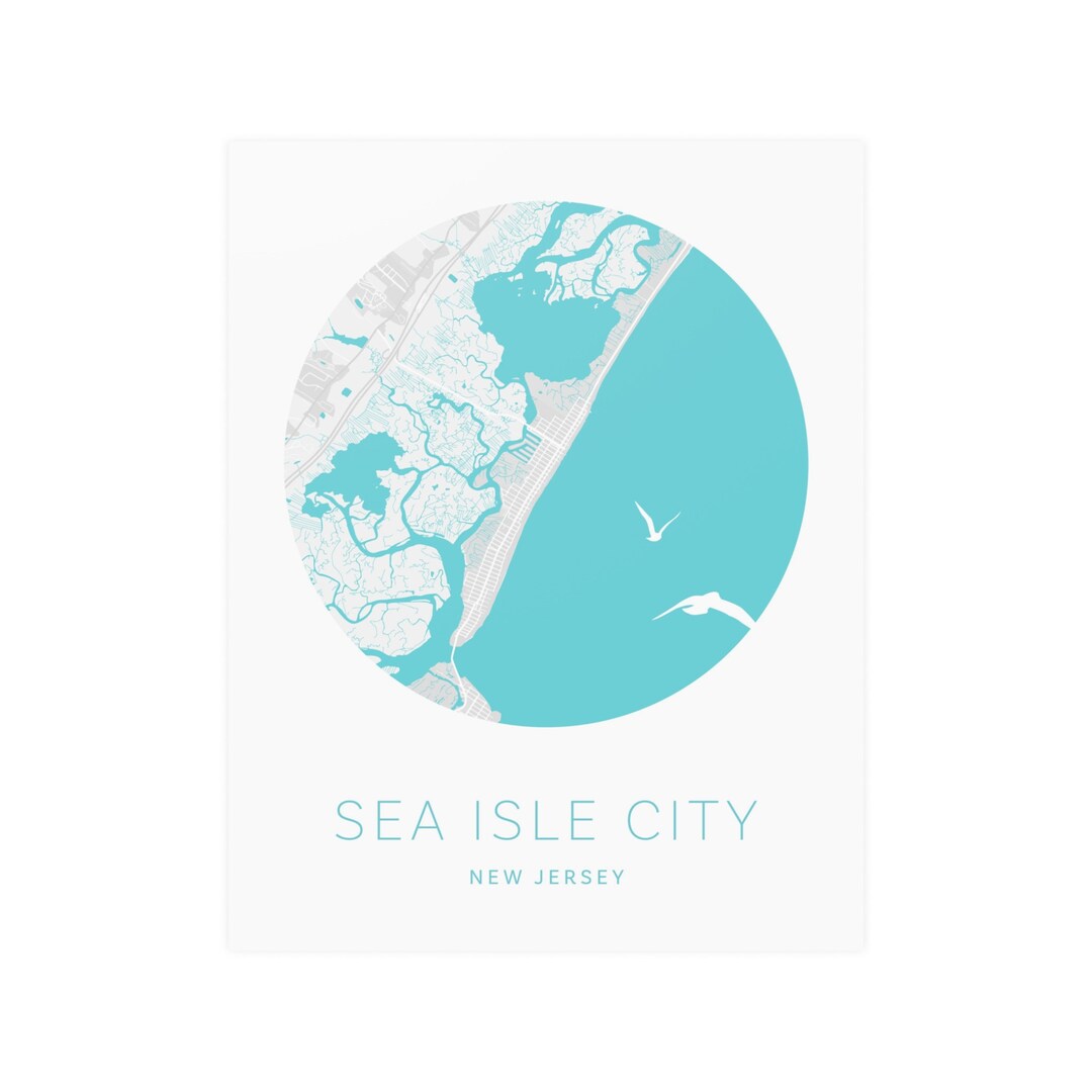 Modern Sea Isle City Map Poster - Etsy