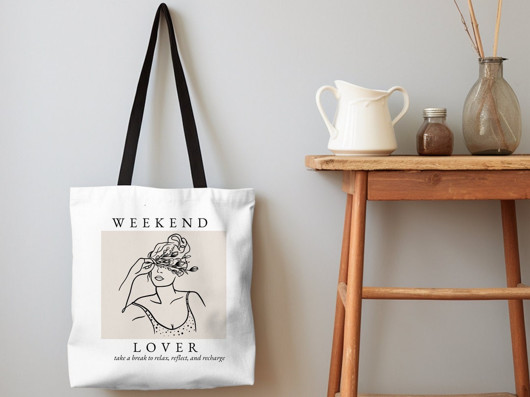 White Weekender Bag, Women's Tote Bag, Cute Tote, Overnight Bag, Tote ...
