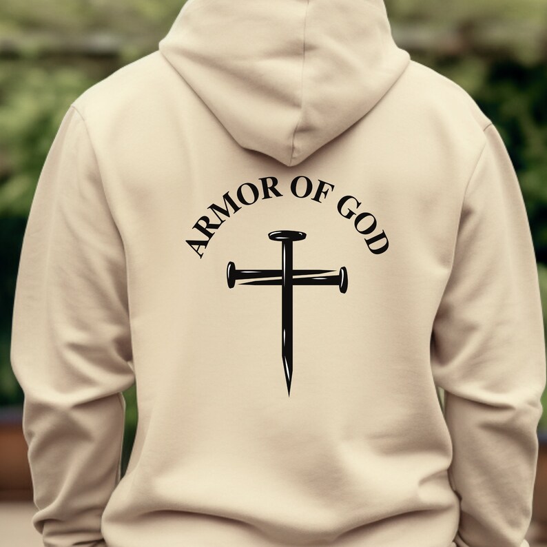 Armor of God Christian Cross Hoodie, Faith Based Spiritual Sweatshirt ...