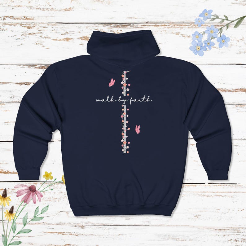 Christian Zipper Hoodie, Religious Full Zip Hooded Sweatshirt, Faith ...
