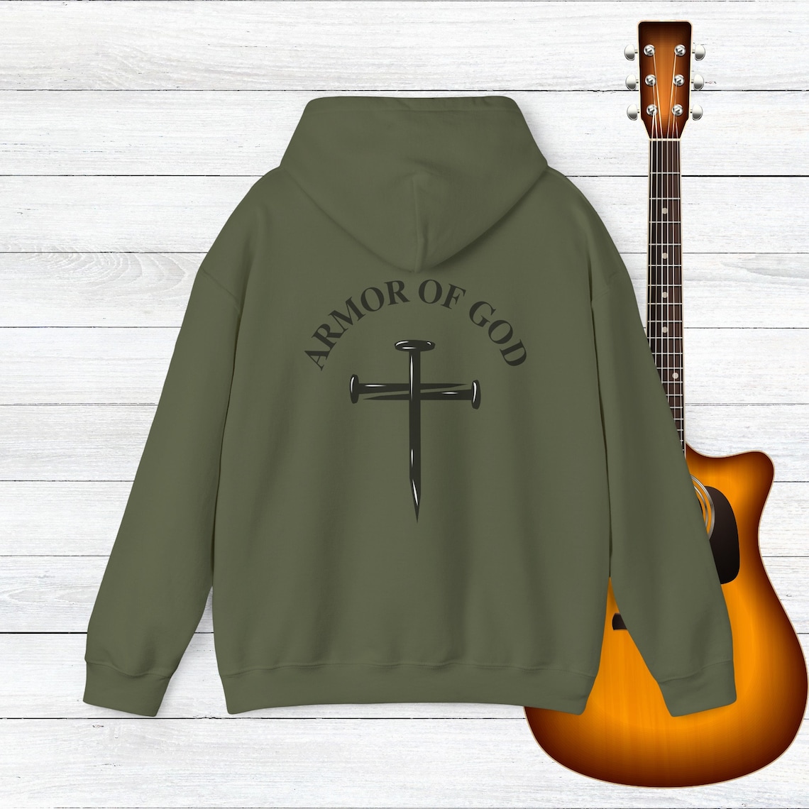Armor of God Christian Cross Hoodie, Faith Based Spiritual Sweatshirt ...