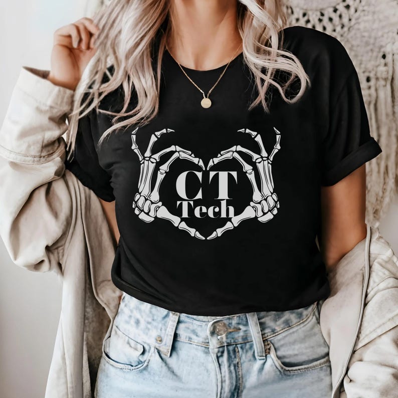 Ct Scan Tech Shirt, Heart Hands Skeleton Ct Tech Shirt, Medical ...