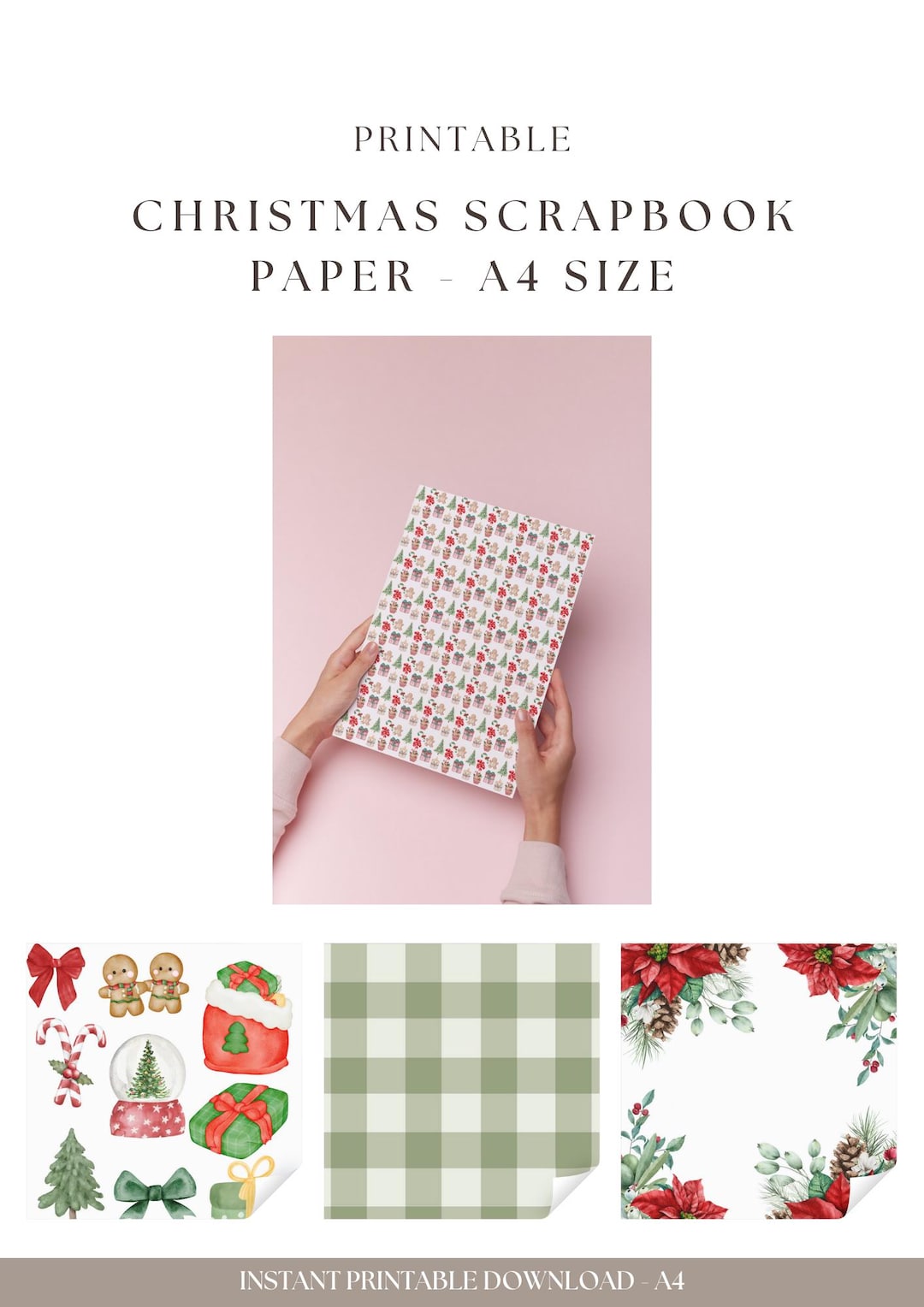 Printable Christmas Scrapbooking Paper - Etsy
