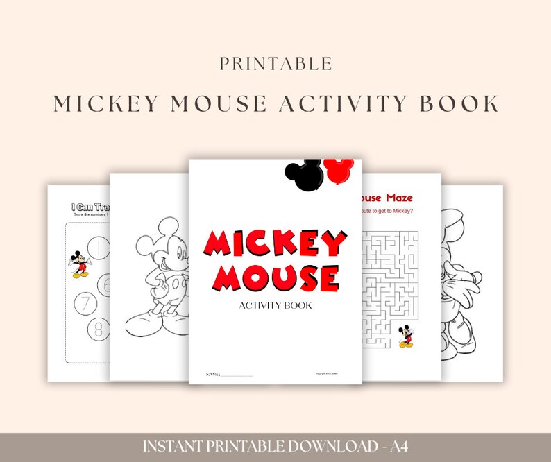 Mickey Mouse Activity Book - Etsy