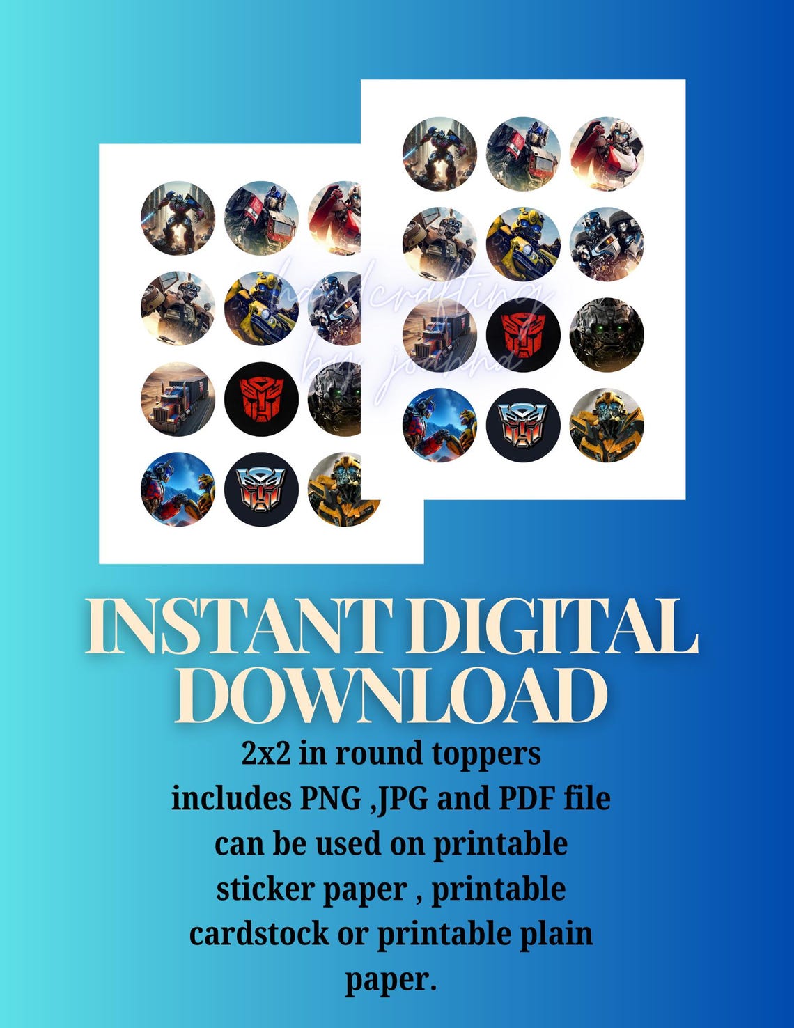 Transformer Digital Cupcake Toppers, Transformers Printable Stickers ...