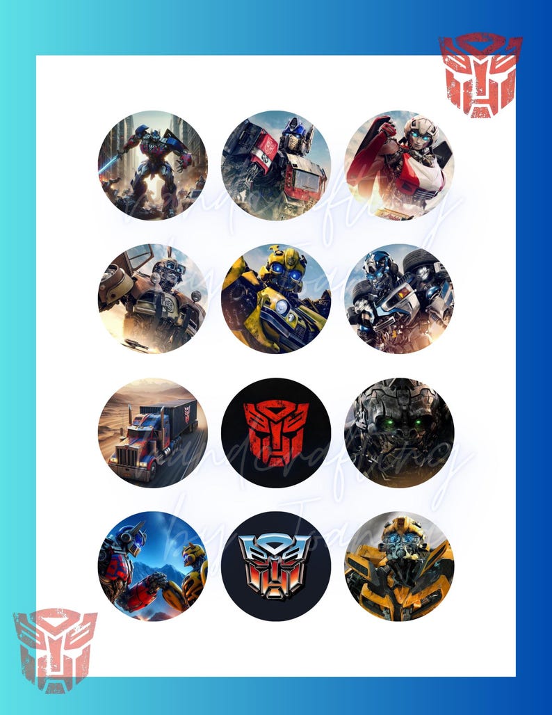Transformer Digital Cupcake Toppers, Transformers Printable Stickers ...
