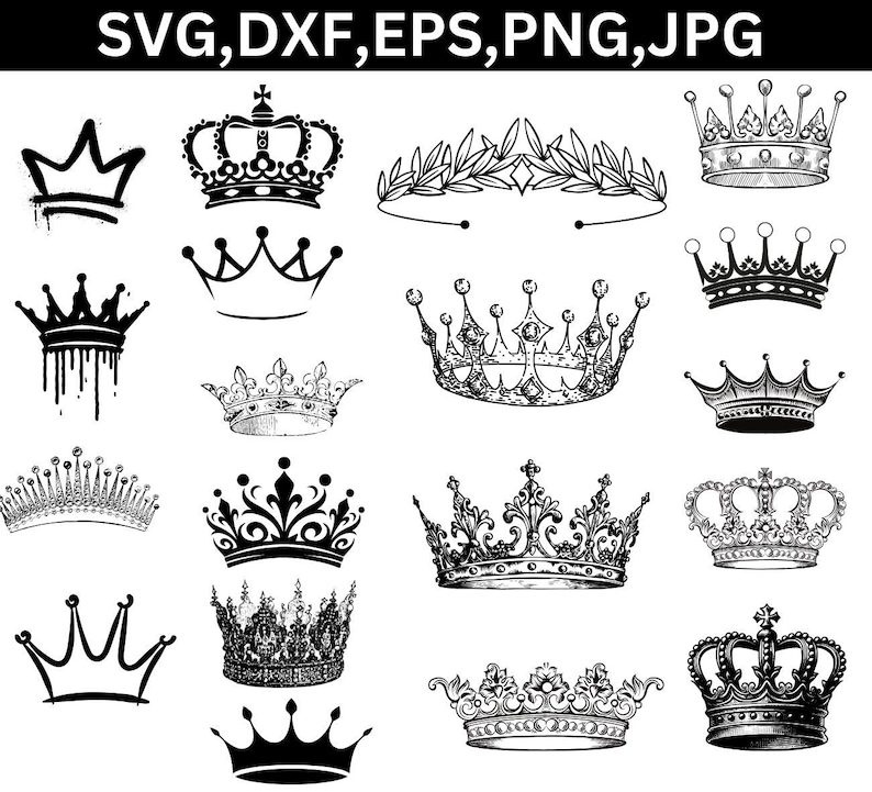 Crown Svg Bundle, Crown Svg, Princess Tiara Svg, King Crown Svg, Royal ...