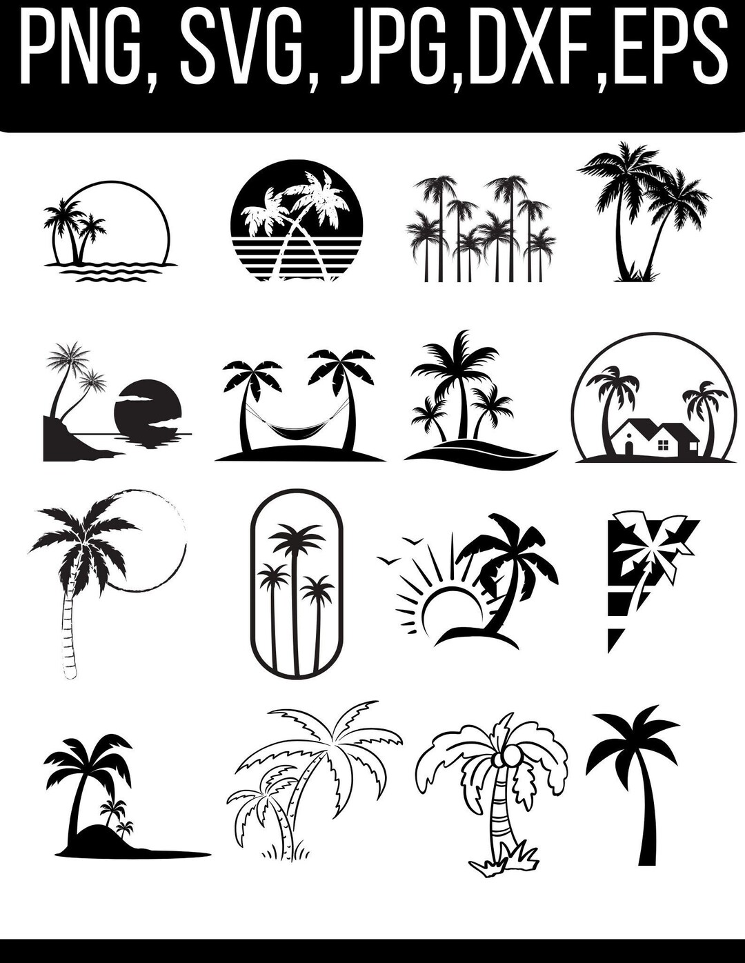 Palm Tree SVG Bundle, Designs SVG, Palm Tree PNG, Dxf Eps, Floral Palm ...