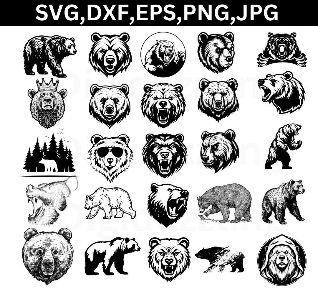 Paquete de SVG de oso, Silueta de oso SVG, Papá oso SVG, Paquete de SVG ...