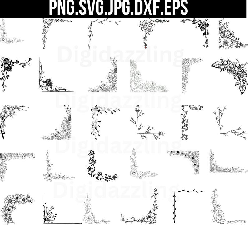 Corner Svg Bundle, Corner Svg, Floral Corner Svg Files, Floral Svg ...
