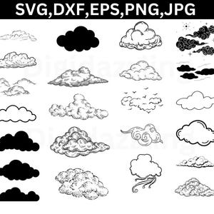 Cloud Svg File, Cloud Clipart, Cloud Vector, Cloud Bundle Svg, Cloud ...