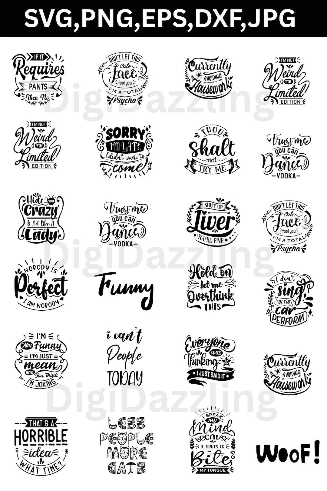 Funny Svg Bundle, Savage Quotes, Humorous Svg, Sarcastic Quotes Svg ...