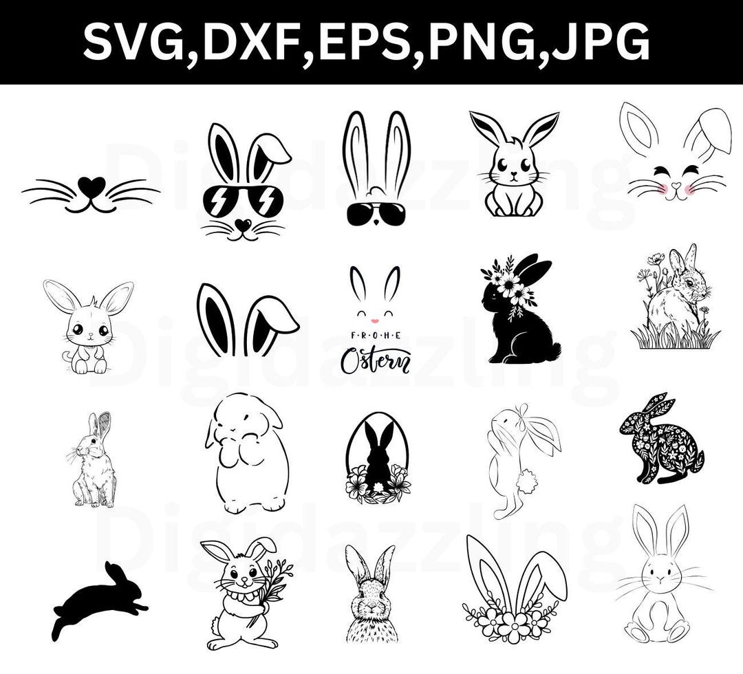 Bunny Svg, Cute Bunny Svg, Cartoon Bunny Svg, Rabbit Clipart, Bunny Cut ...
