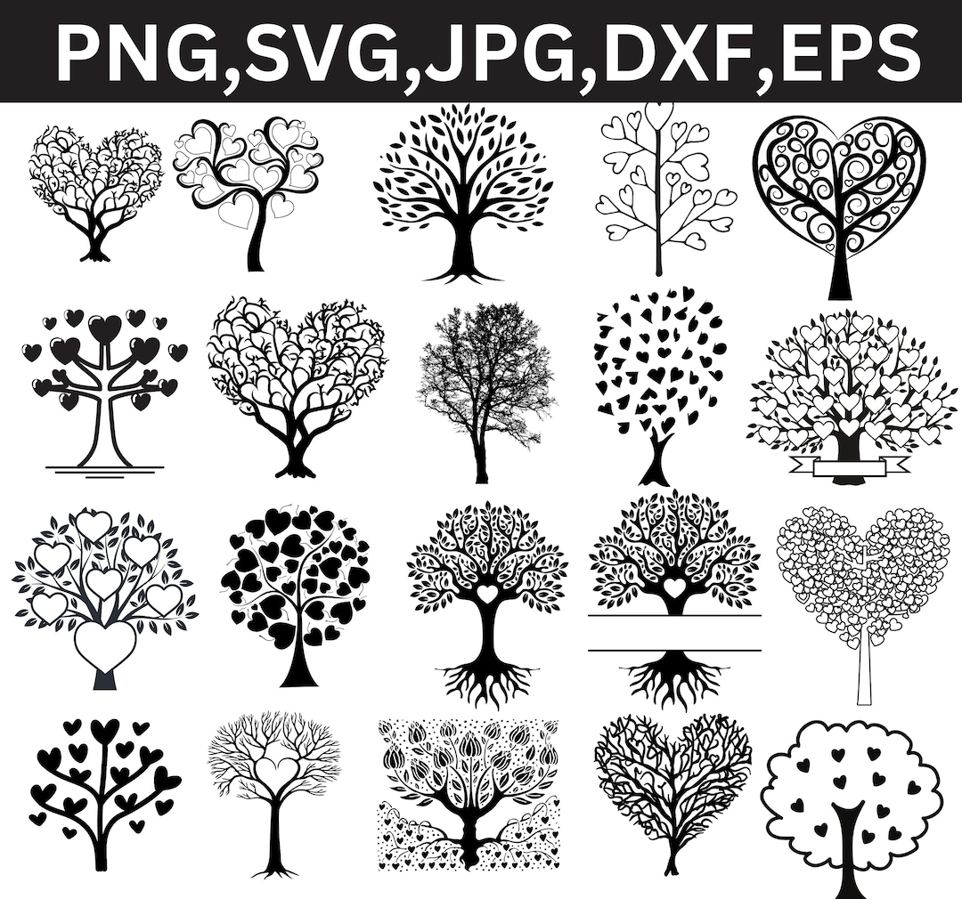 Best Bundle Heart Love Tree Svg, Cutting Tree of Life, Heart Tree Svg ...