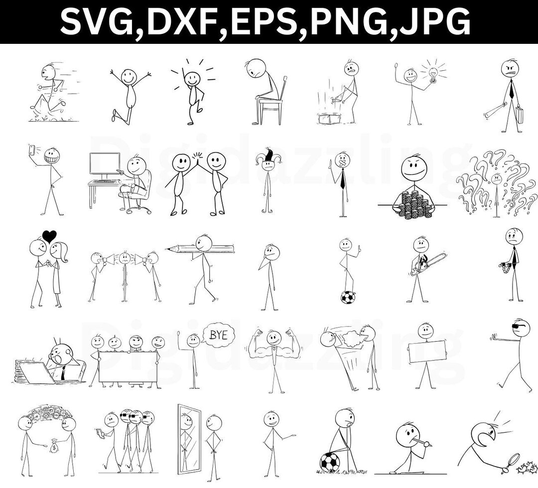 Stick Figures Svg Bundle, Stick Figures Png Bundle, Stick Man Svg Files ...