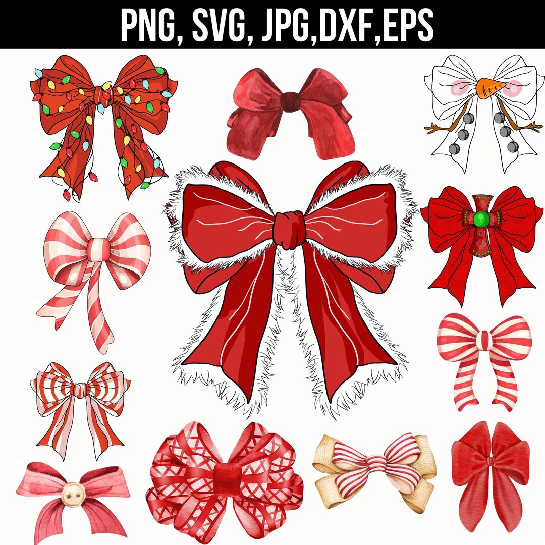 Christmas Coquette Svg, Christmas Svg, Bows Bundle, Christmas Bows Svg ...
