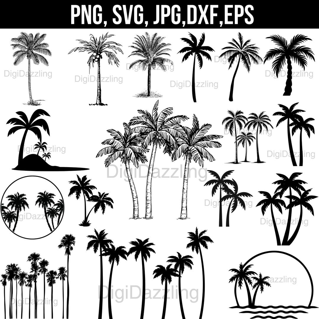 Palm Tree Svg, Tree Svg, Palm Tree Cut File, Beach Scene Svg - Etsy UK