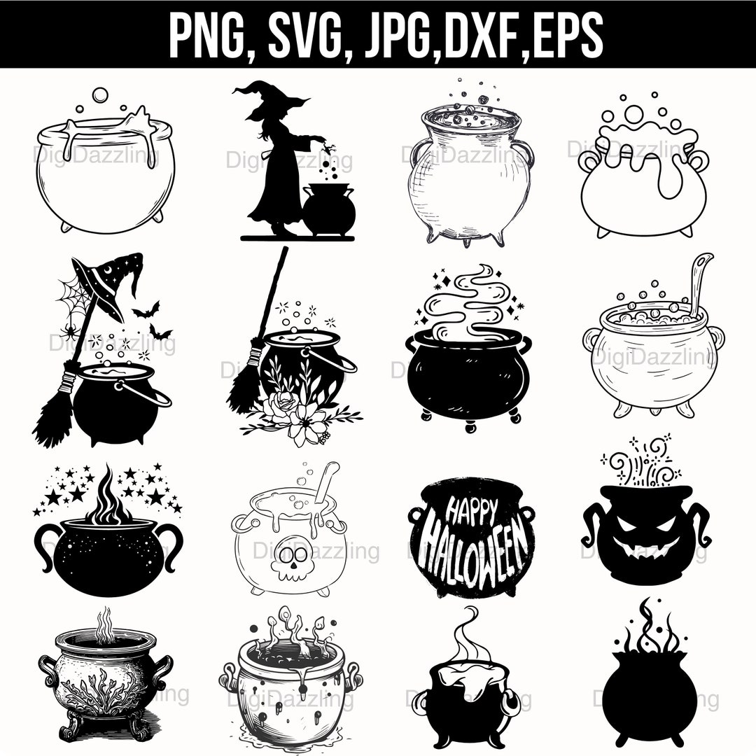 Halloween Cauldron Svg, Witch Pot Clipart, Potion Pot, Svg, Hocus Pocus ...