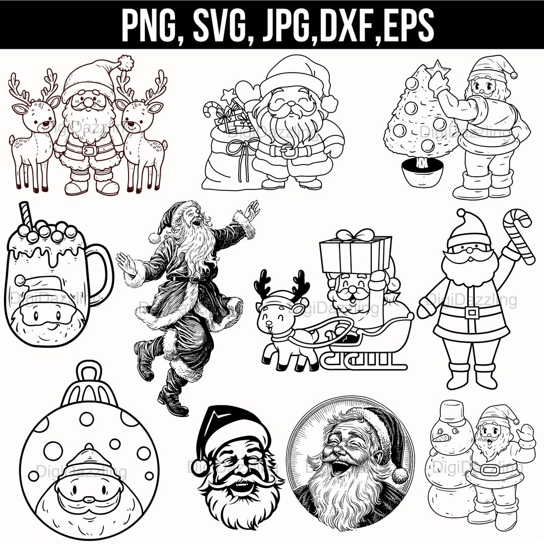 The Santa Clause Svg, Glowforge Santa Svg Designs, Cute Santa Clause ...