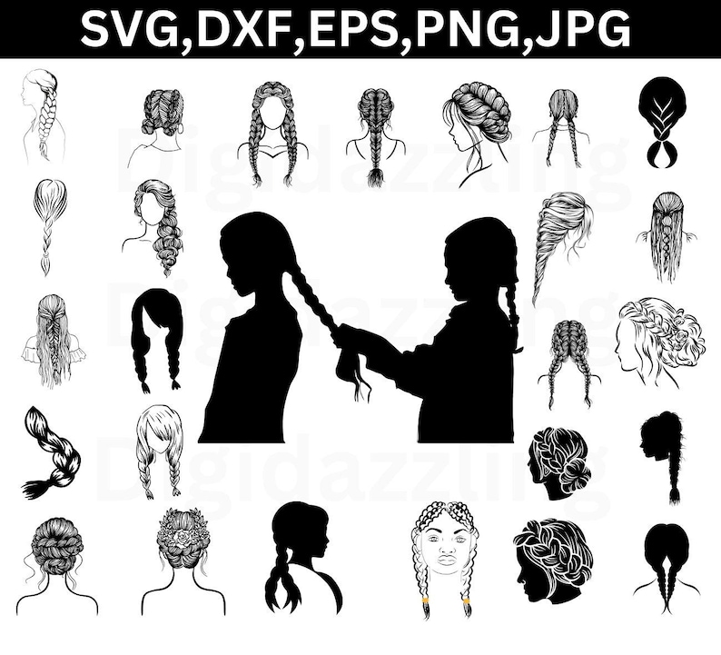 Braids Locs Dreads Hairstyle Beauty Salon, Braid Hair Svg, Long Braided ...