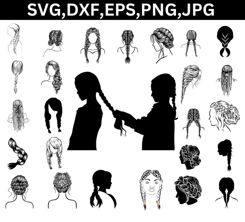 Braids Locs Dreads Hairstyle Beauty Salon, Braid Hair Svg, Long Braided ...