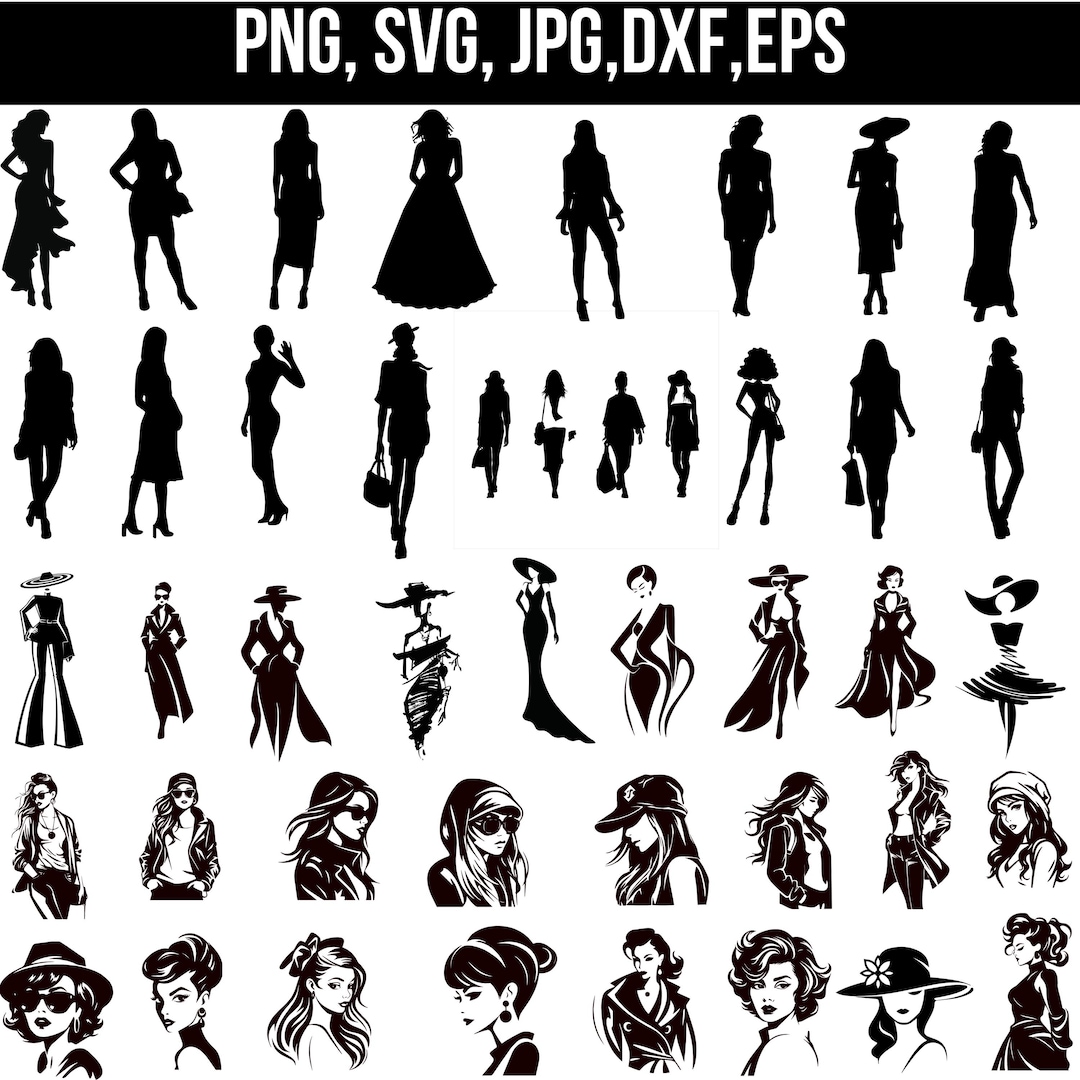 Fashion Woman Svg, Women Svg Bundle, Modern Girl Svg, Fashion Lady ...