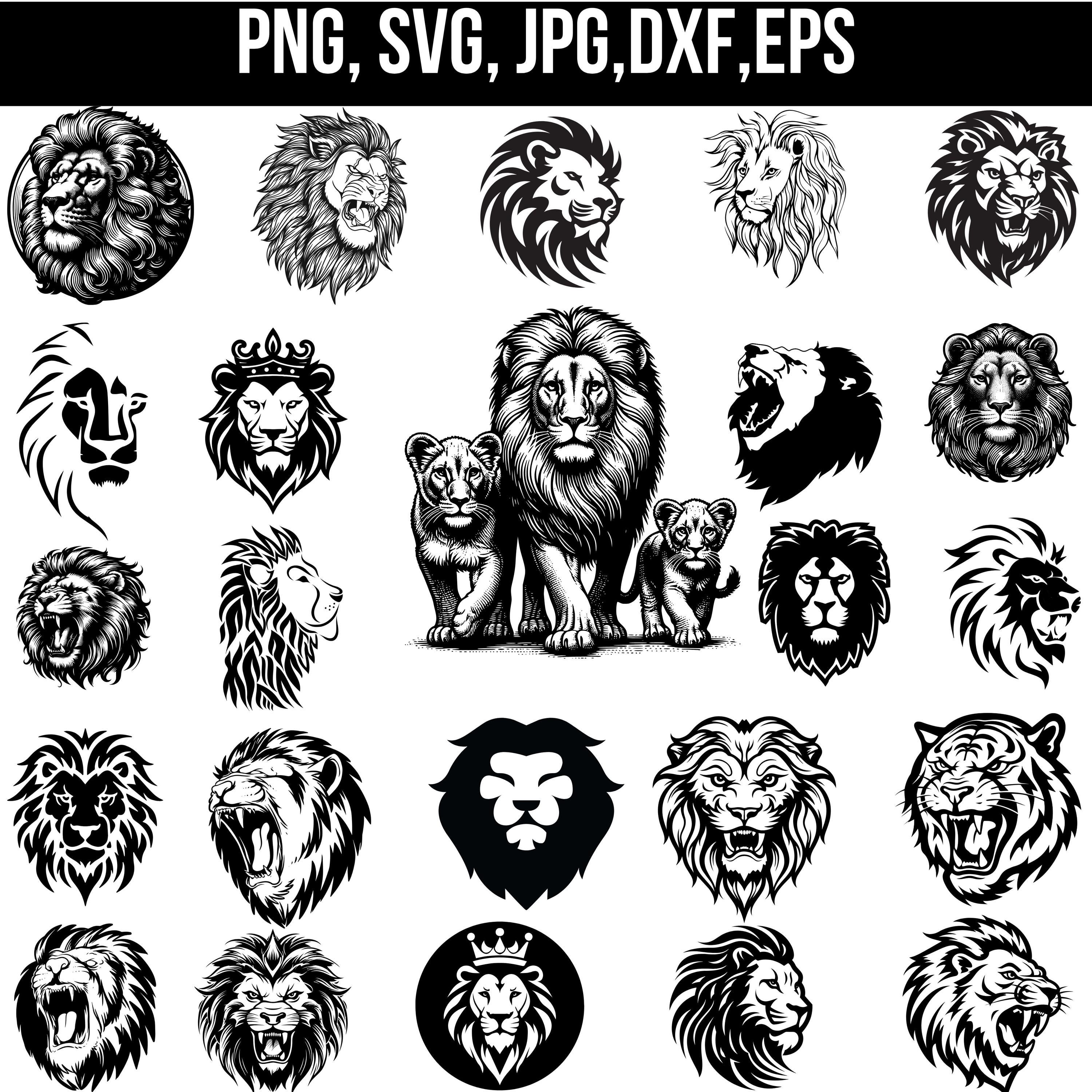 LION Head, Lion Head Svg, Lion Clipart, Lion Face Silhouette Svg, Lion ...