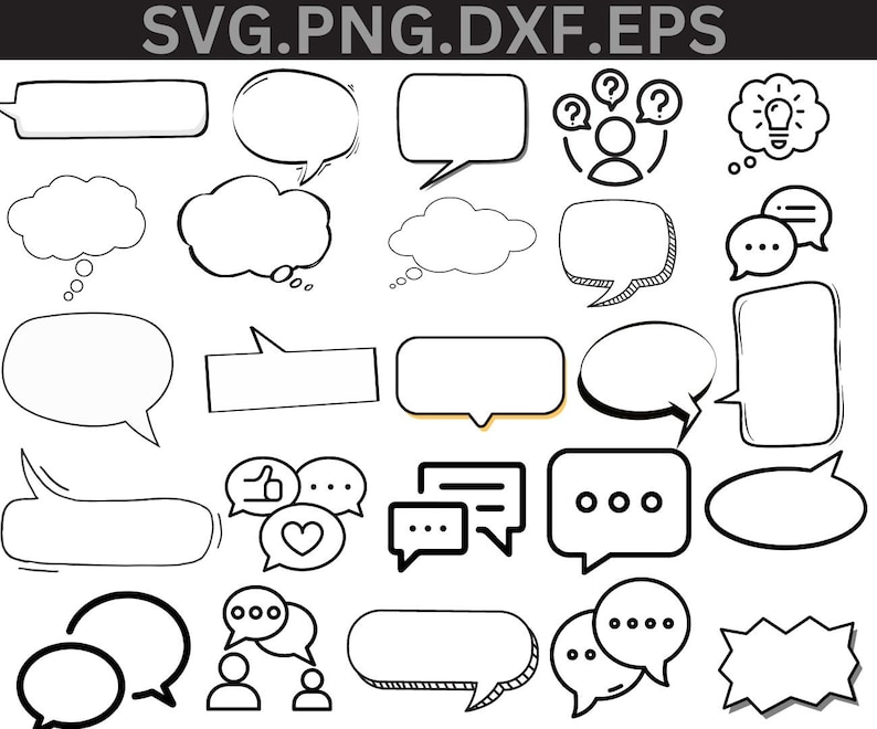Speech Bubbles Svg, Comic Bubbles Svg, Speech Buuble Clipart Svg ...