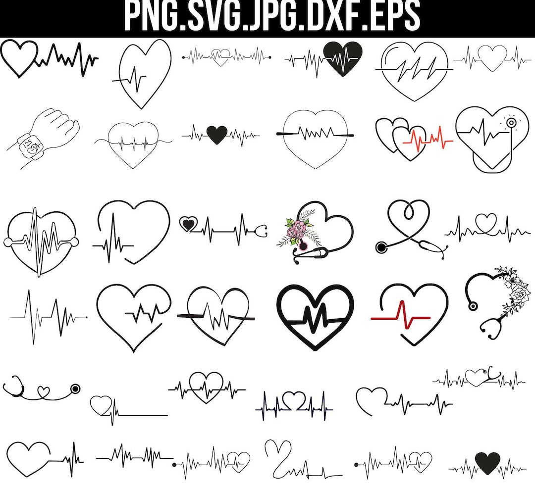 Heart Beat Svg, Heartbeat Svg Clipart Vector Cut Files Circut, Ekg Svg ...
