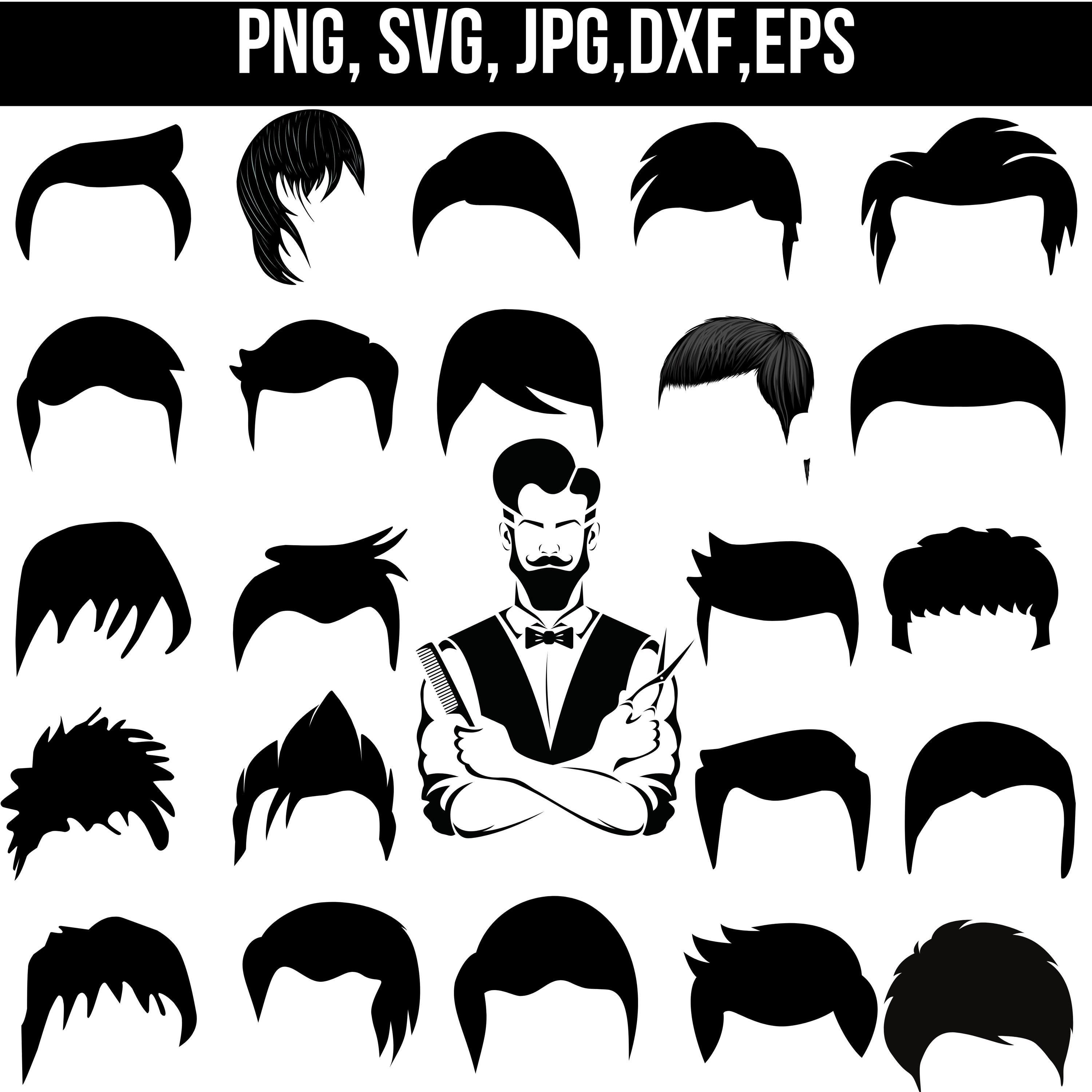 Male Hairstyles Clipart, Men Hair Clipart, Bold Man Hairstyle, Men Hair ...