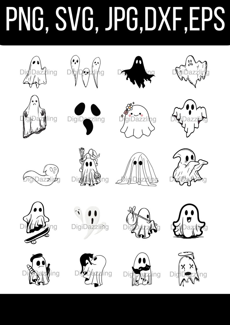 Halloween Ghost SVG, Cute Ghost Svg, Ghost Bundle Svg,ghost Clipart ...