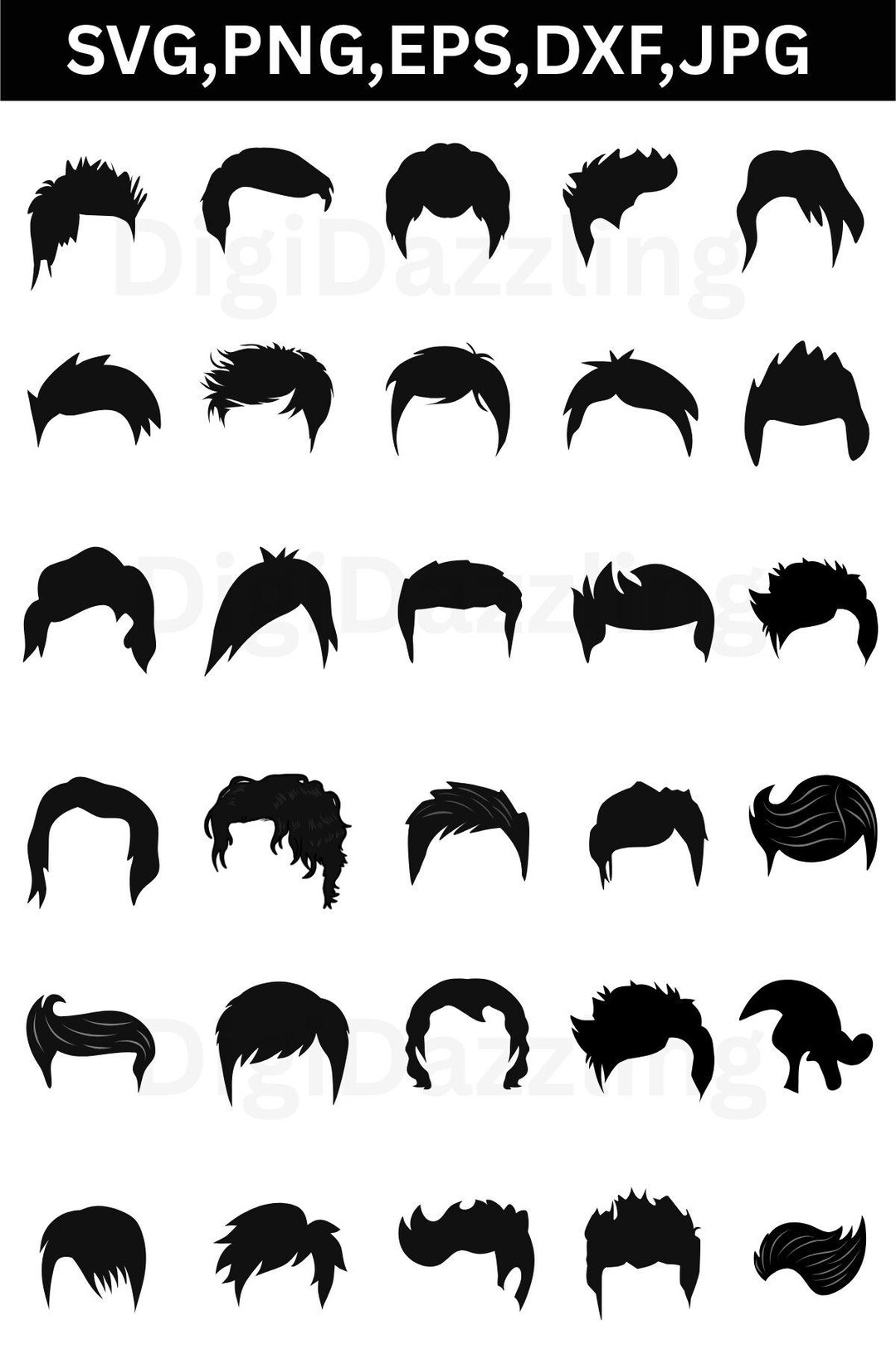 Man Hairstyle Svg, Man Hair Wig Svg, Bundle Hair Style Svg, Hair Cut ...