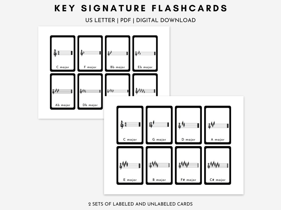 Printable Treble Clef Key Signature Flashcards | Music Theory ...