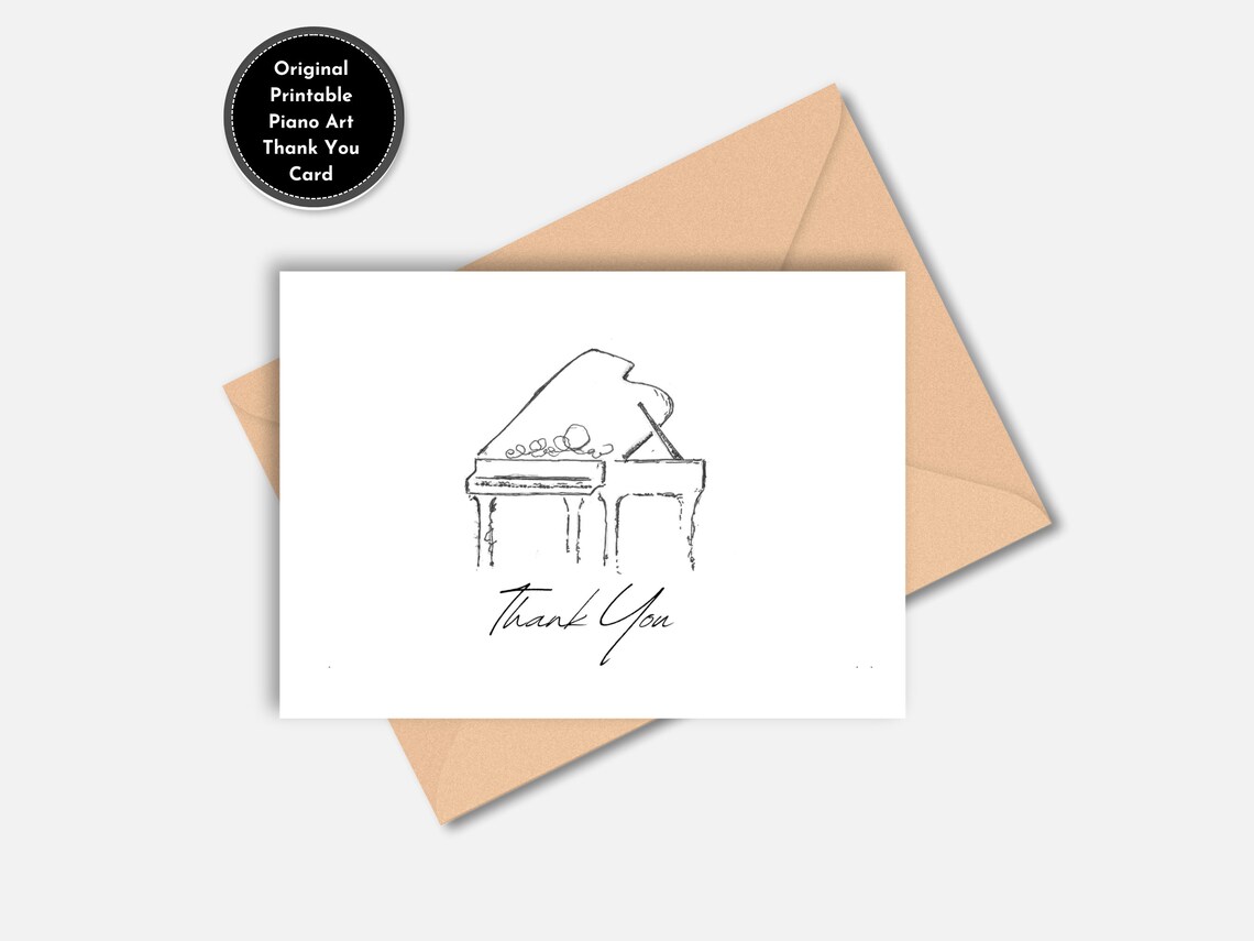 Piano Art Thank You Card | Music Teacher Appreciation Card | Music ...
