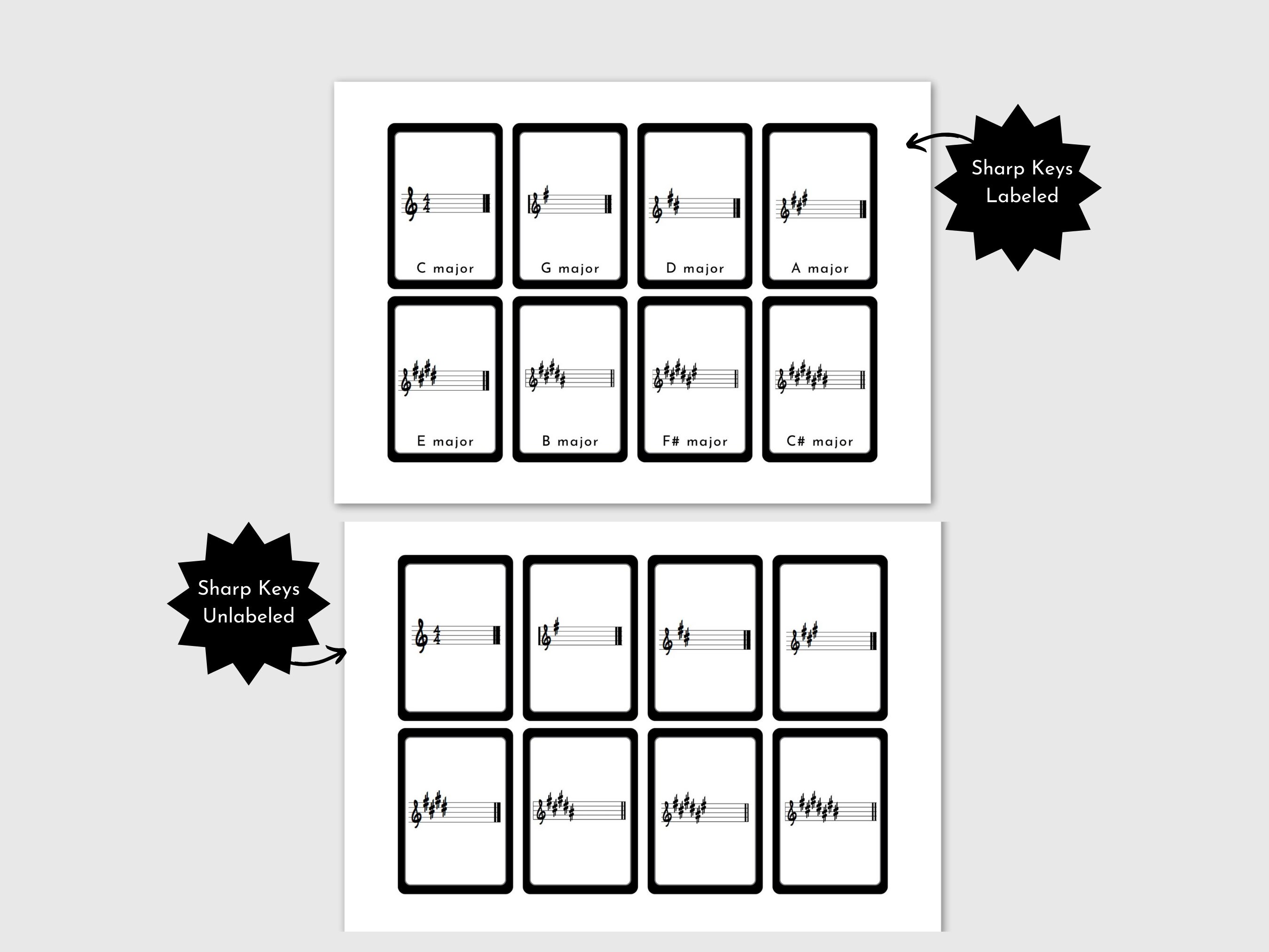 Printable Treble Clef Key Signature Flashcards | Music Theory ...