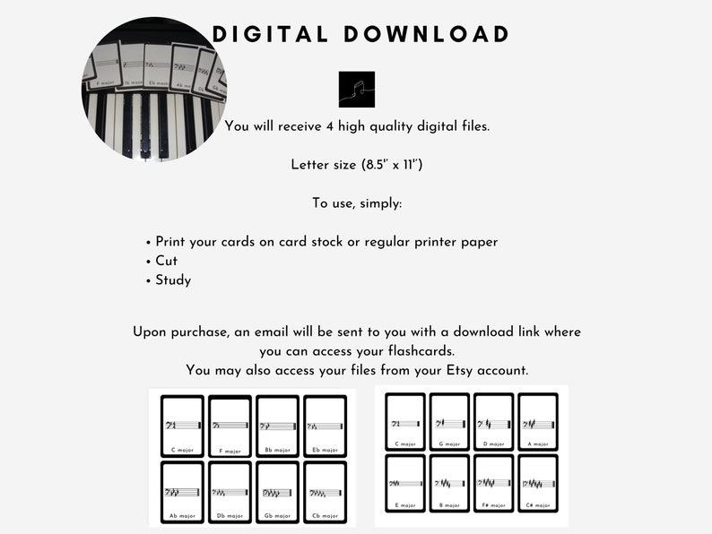 Printable Bass Clef Key Signature Flashcards | Music Theory Flashcards ...