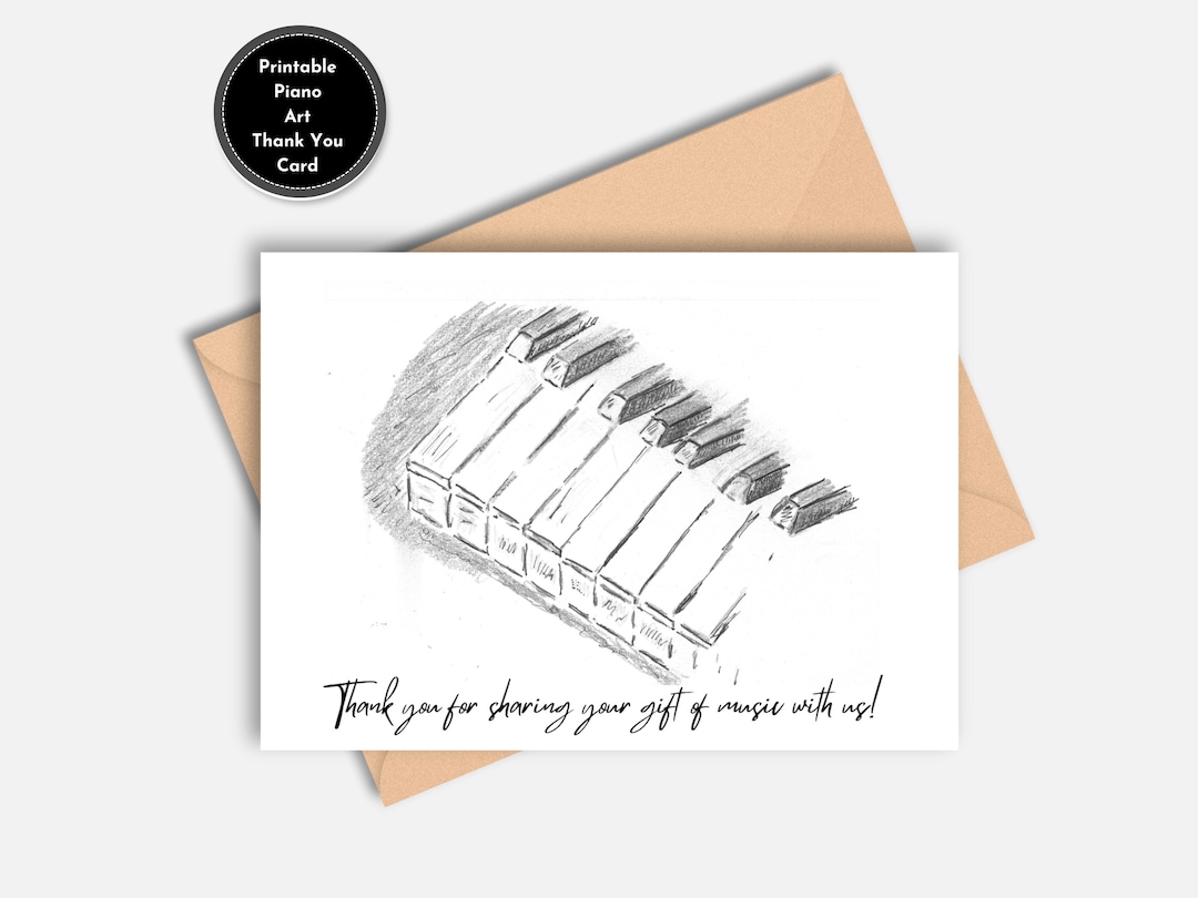 Piano Art Thank You Card | Piano Teacher | Music Teacher Appreciation ...