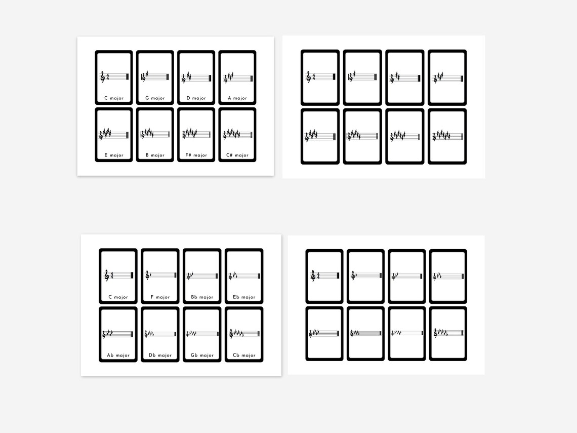Printable Treble Clef Key Signature Flashcards | Music Theory ...