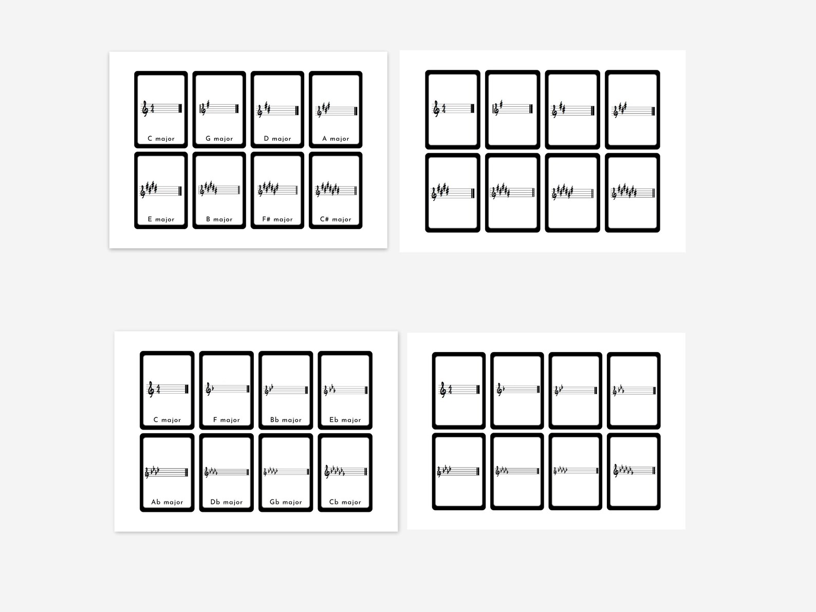 Printable Treble Clef Key Signature Flashcards | Music Theory ...
