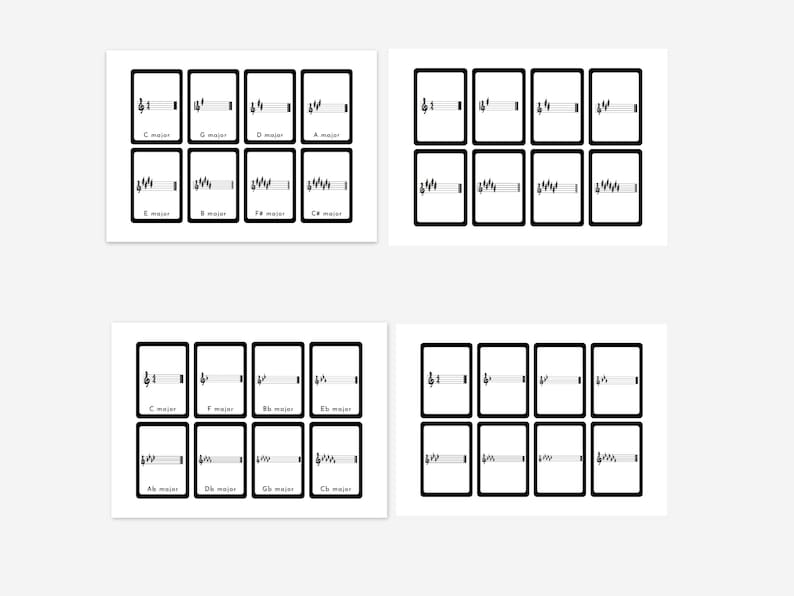 Printable Treble Clef Key Signature Flashcards | Music Theory ...