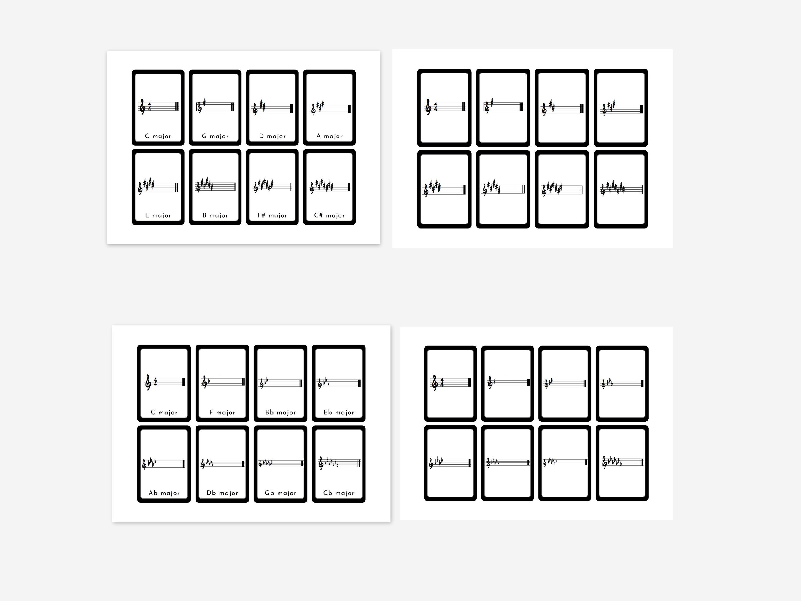 Printable Treble Clef Key Signature Flashcards | Music Theory ...