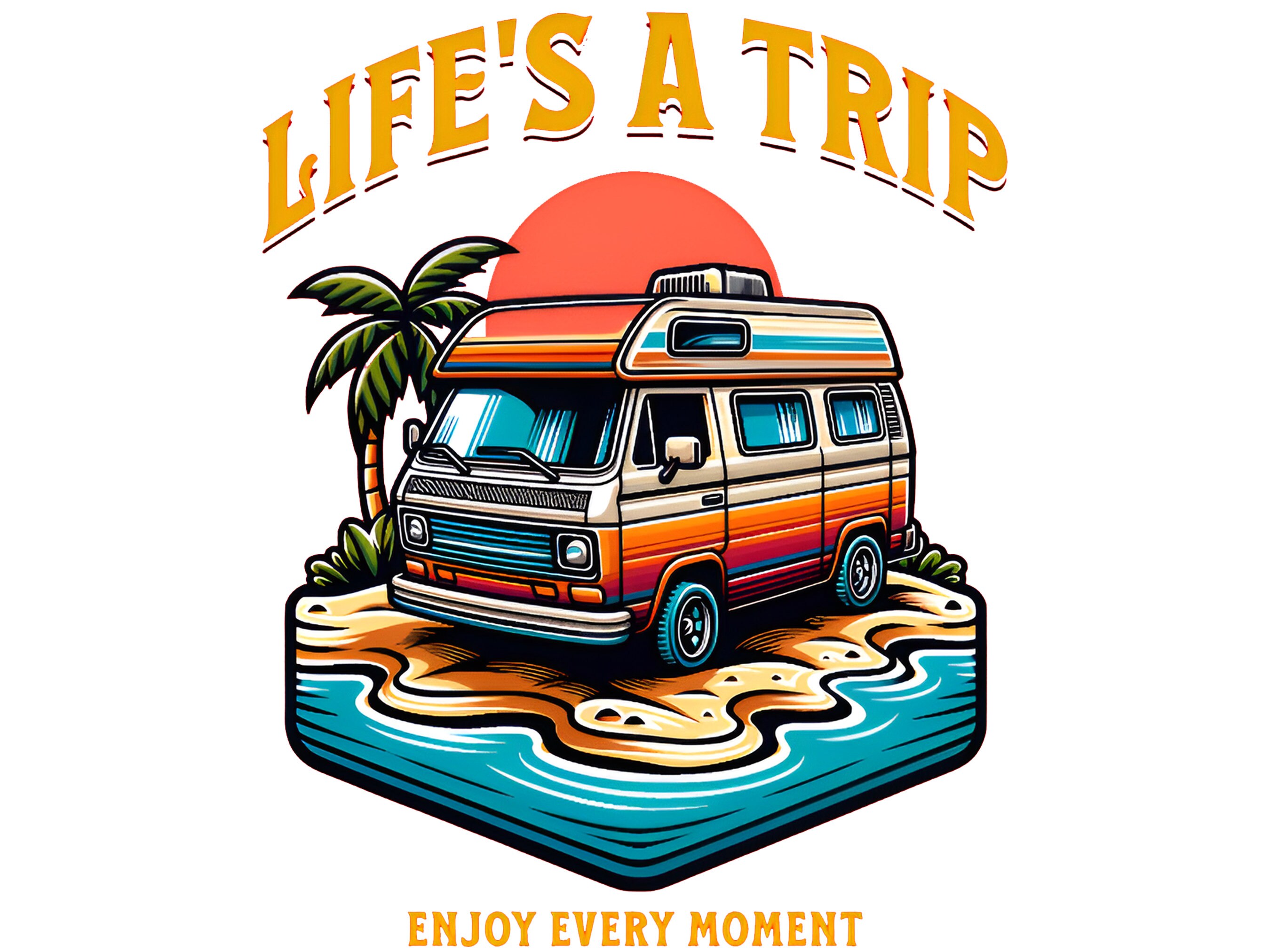 Life's Trip: Beach Sunset Caravan Design - Etsy