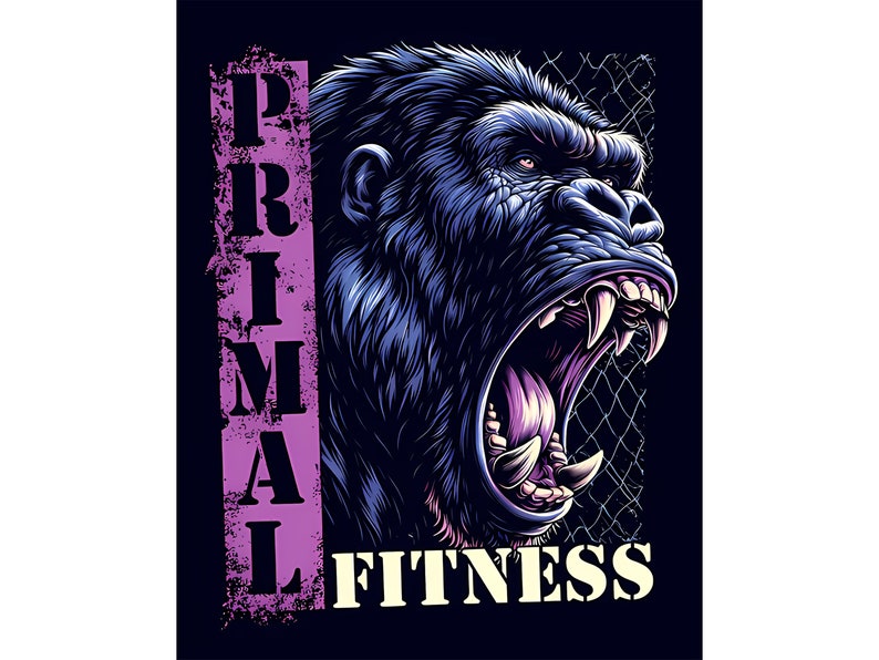 Unleash Your Inner Beast: Primal Fitness Digital Graphic Design - Bold ...