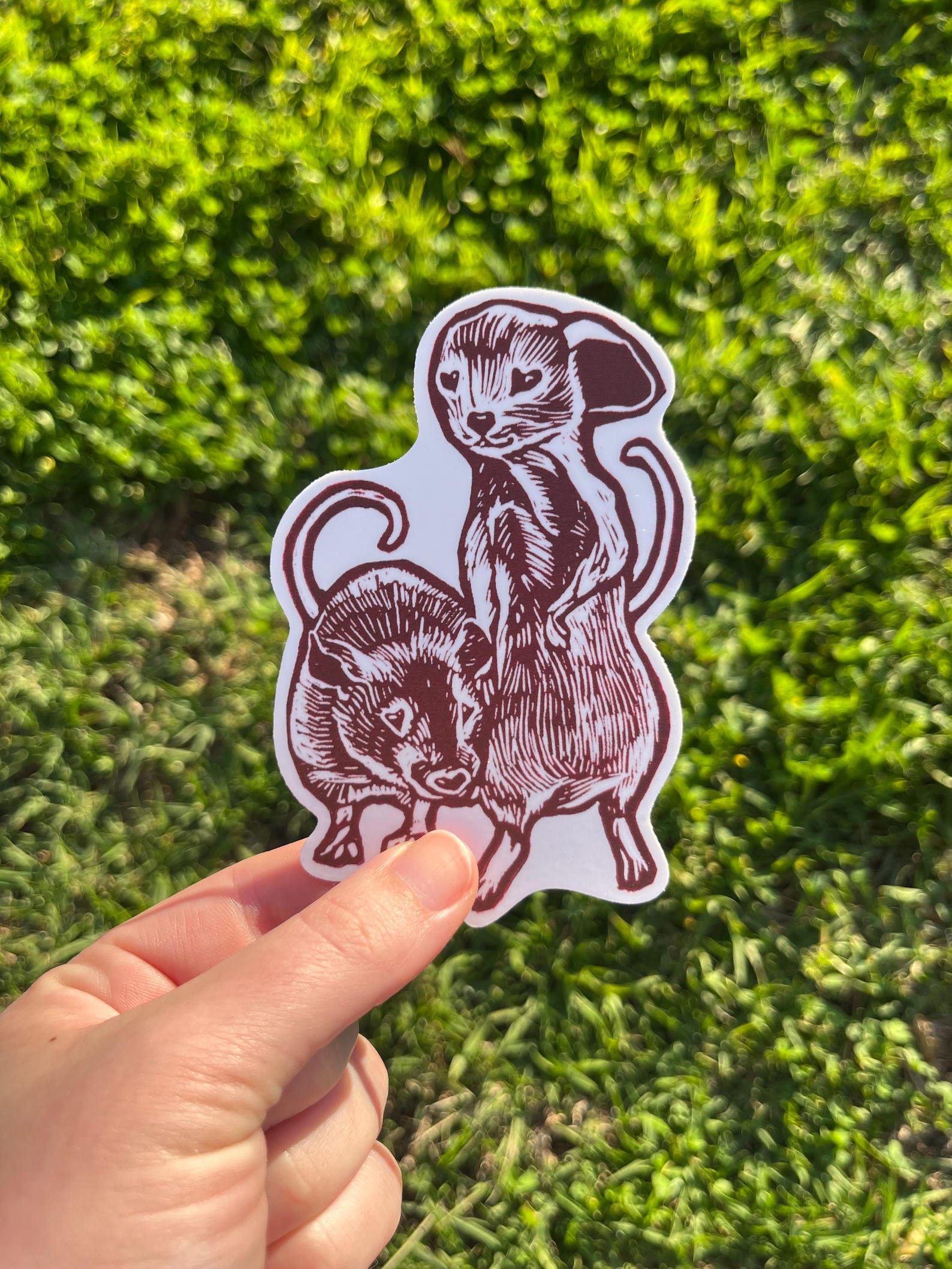 Heart Eyes Mice Vinyl Sticker: Original Block Printed Design - Etsy