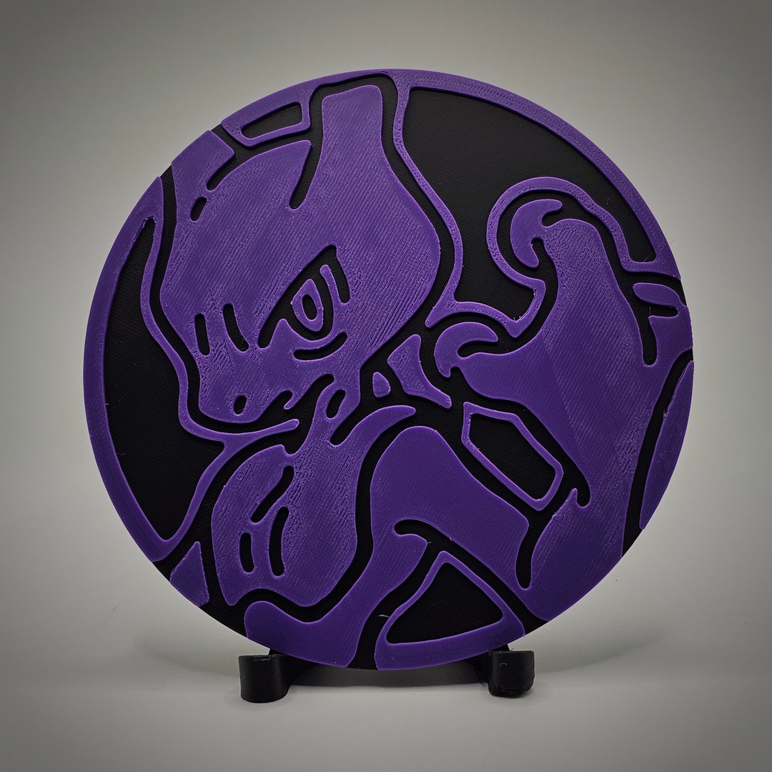 Mewtwo 3d Printed Jumbo Coin With Stand - Etsy