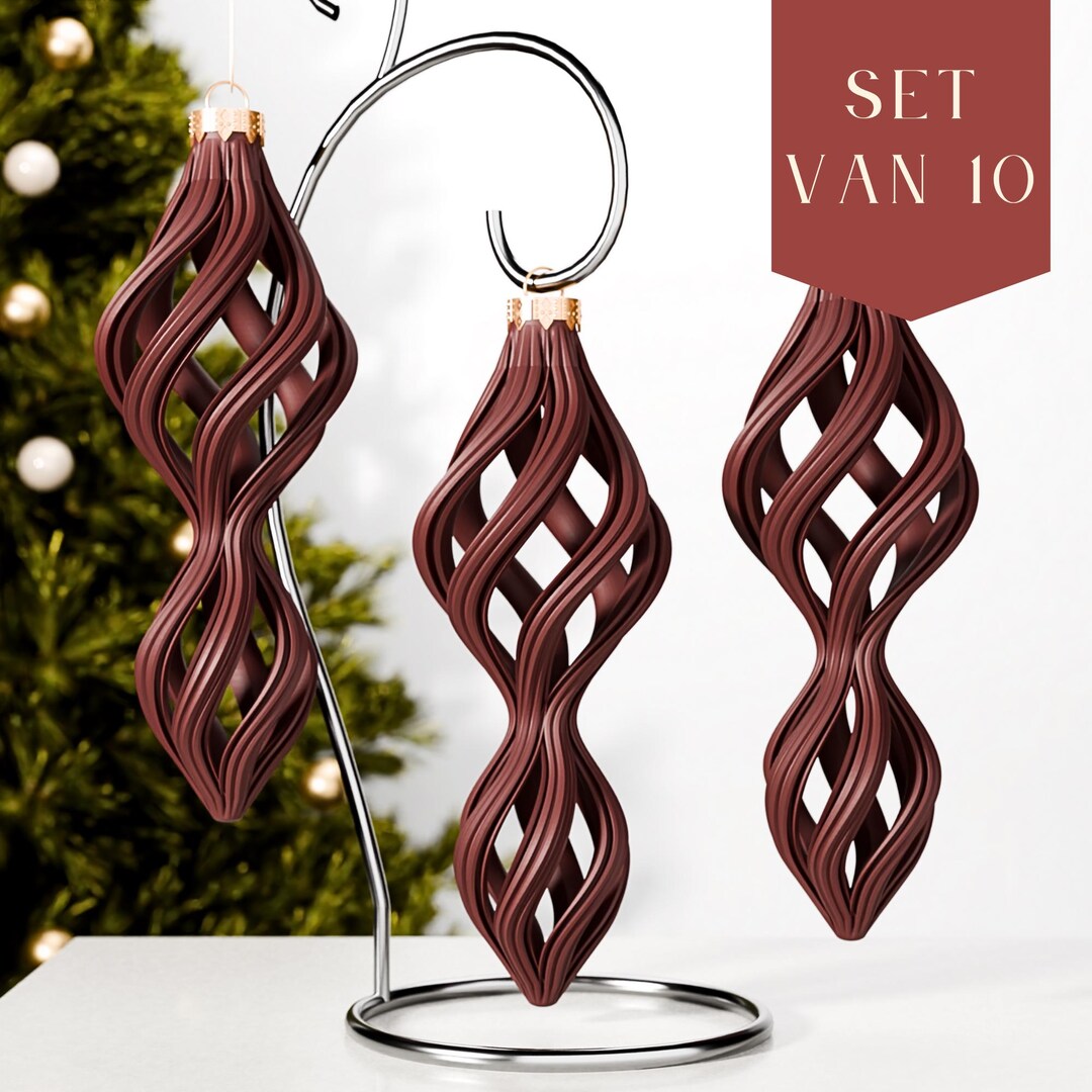 Fleuriek – Long Twisted Christmas Baubles – Set of 10 – Durable ...